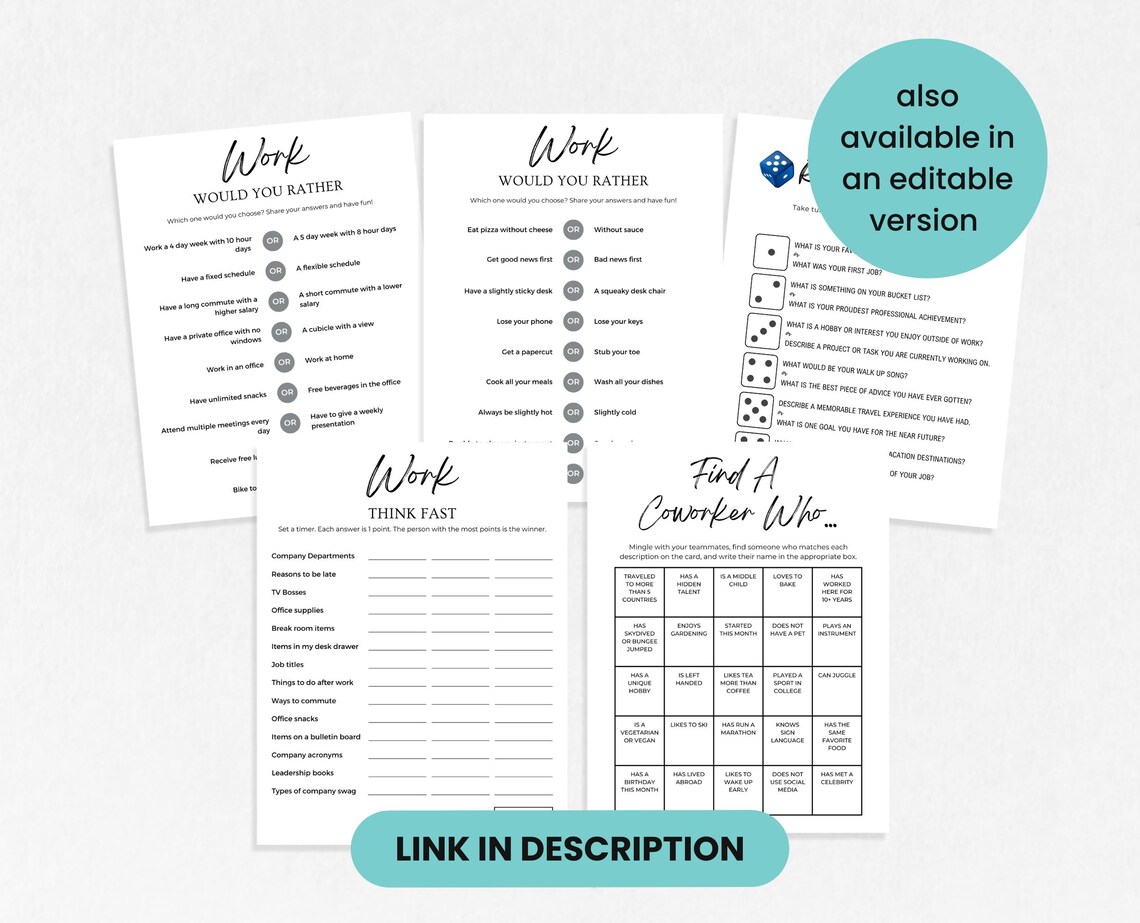 Icebreaker Game Bundle, Printable Team Building Games, Group Activities ...