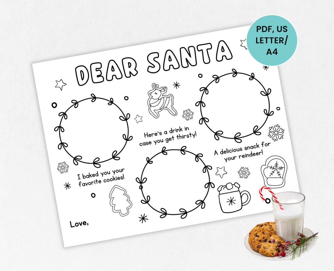 Santa Cookie Tray Printable Placemat, Cookies and Milk for Santa ...