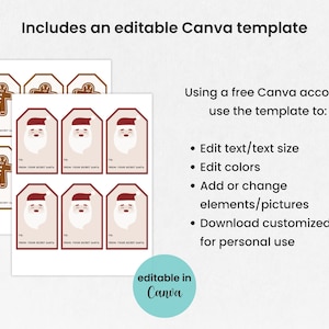 Editable Secret Santa Gift Tag, to From Gift Tags, Santa Gift Tags ...