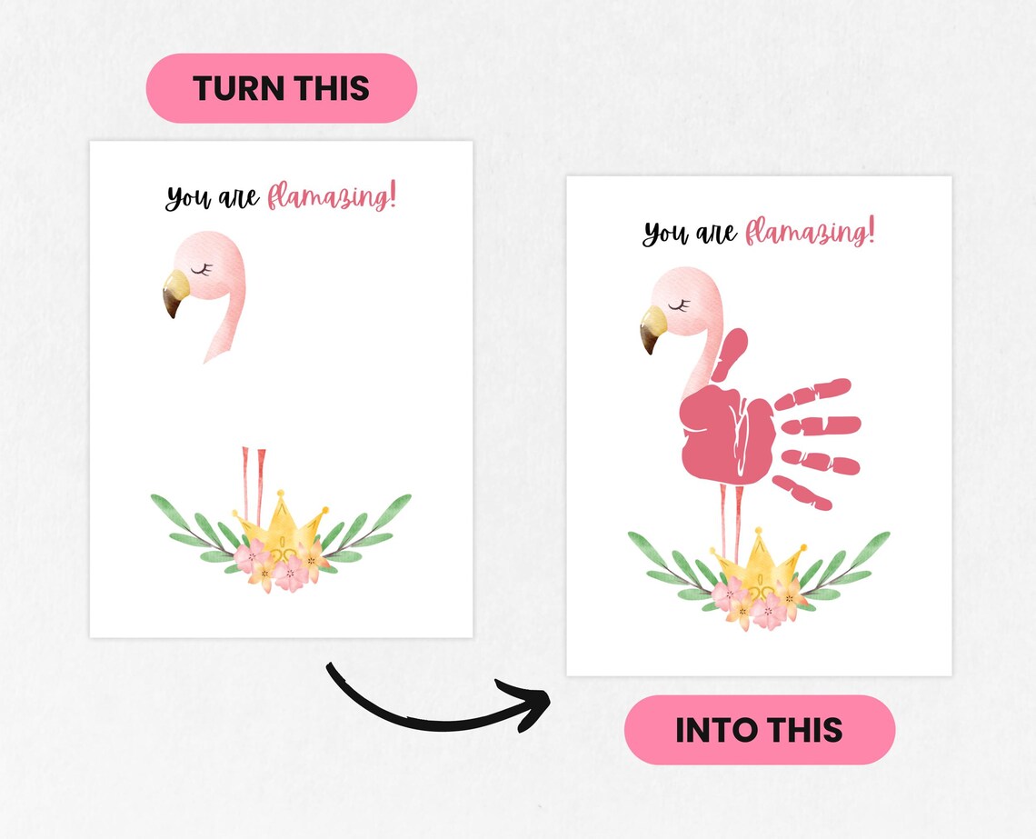Flamingo Handprint Art Template for Grandma, Grandparents Day Handprint ...