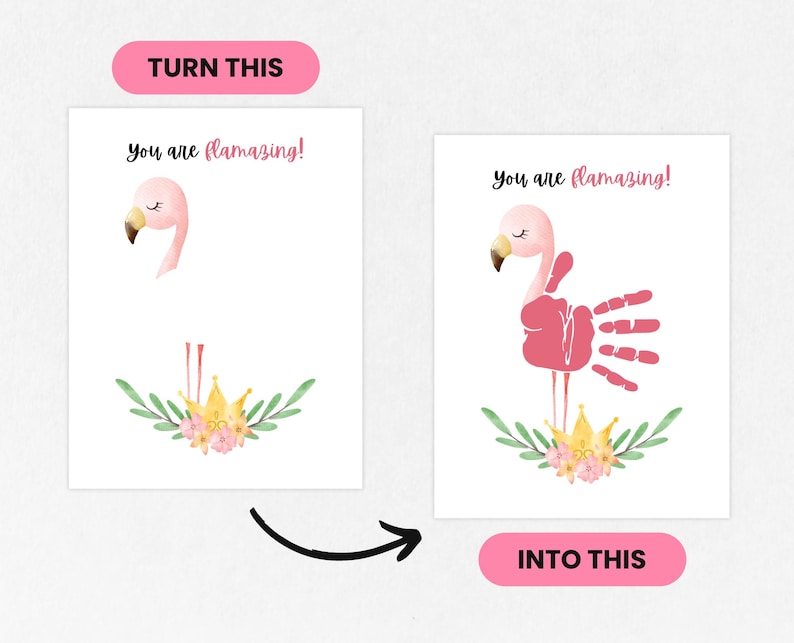 Flamingo Handprint Art Template for Grandma, Grandparents Day Handprint ...