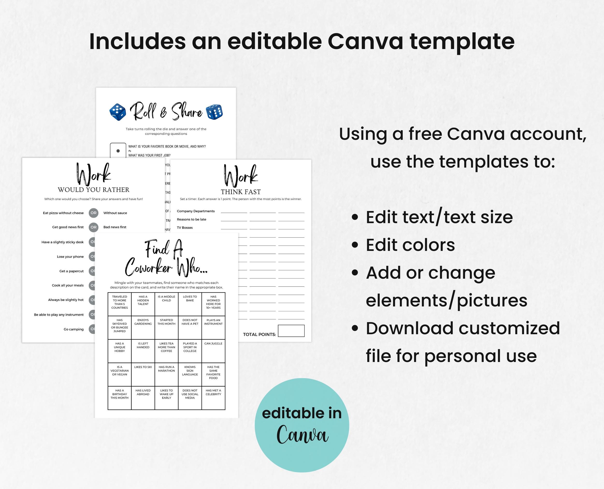 Editable Icebreaker Game Bundle, Team Building Games, Group Activities ...