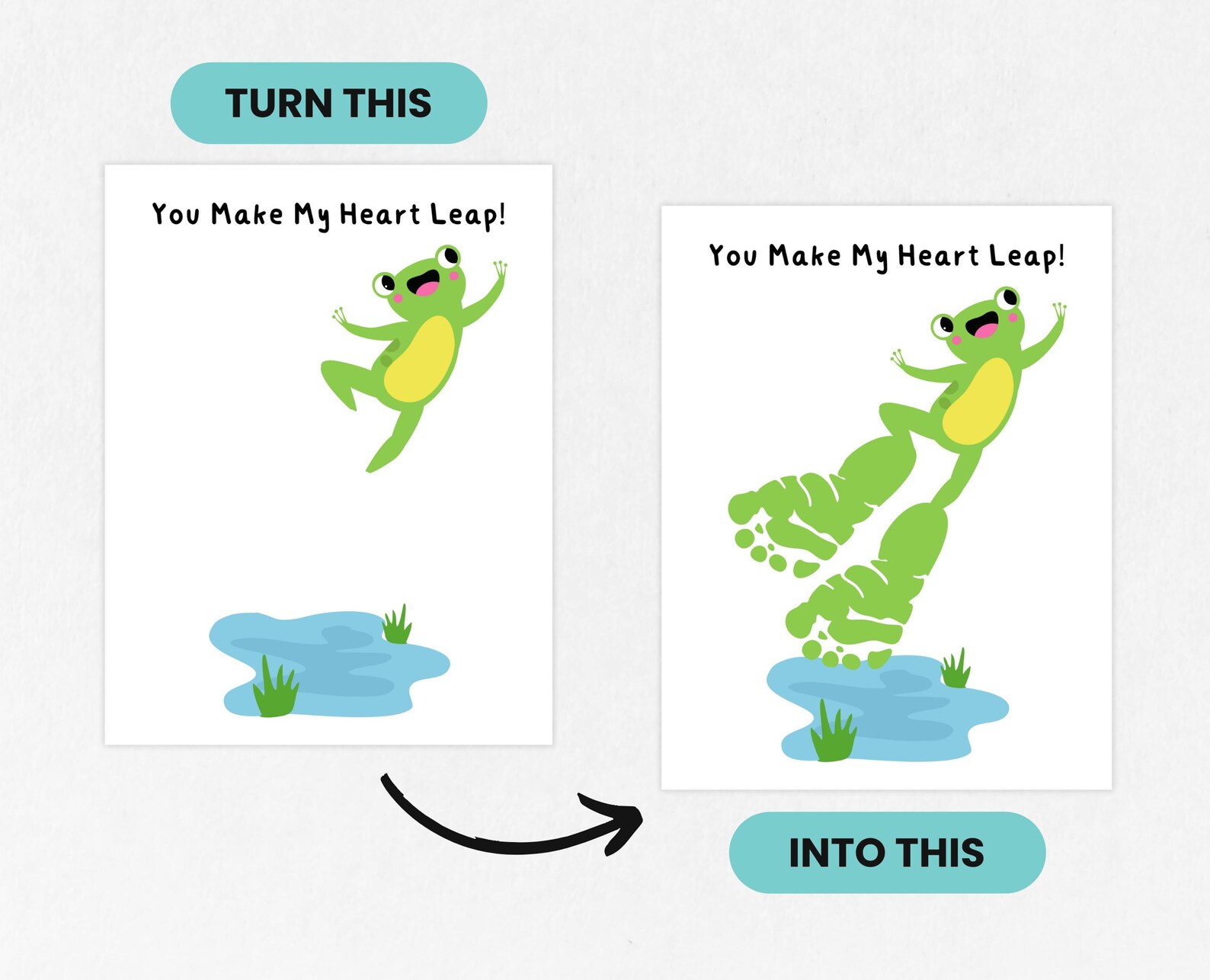 Frog Footprint Art Template, Spring Footprint Craft, Spring Footprint ...