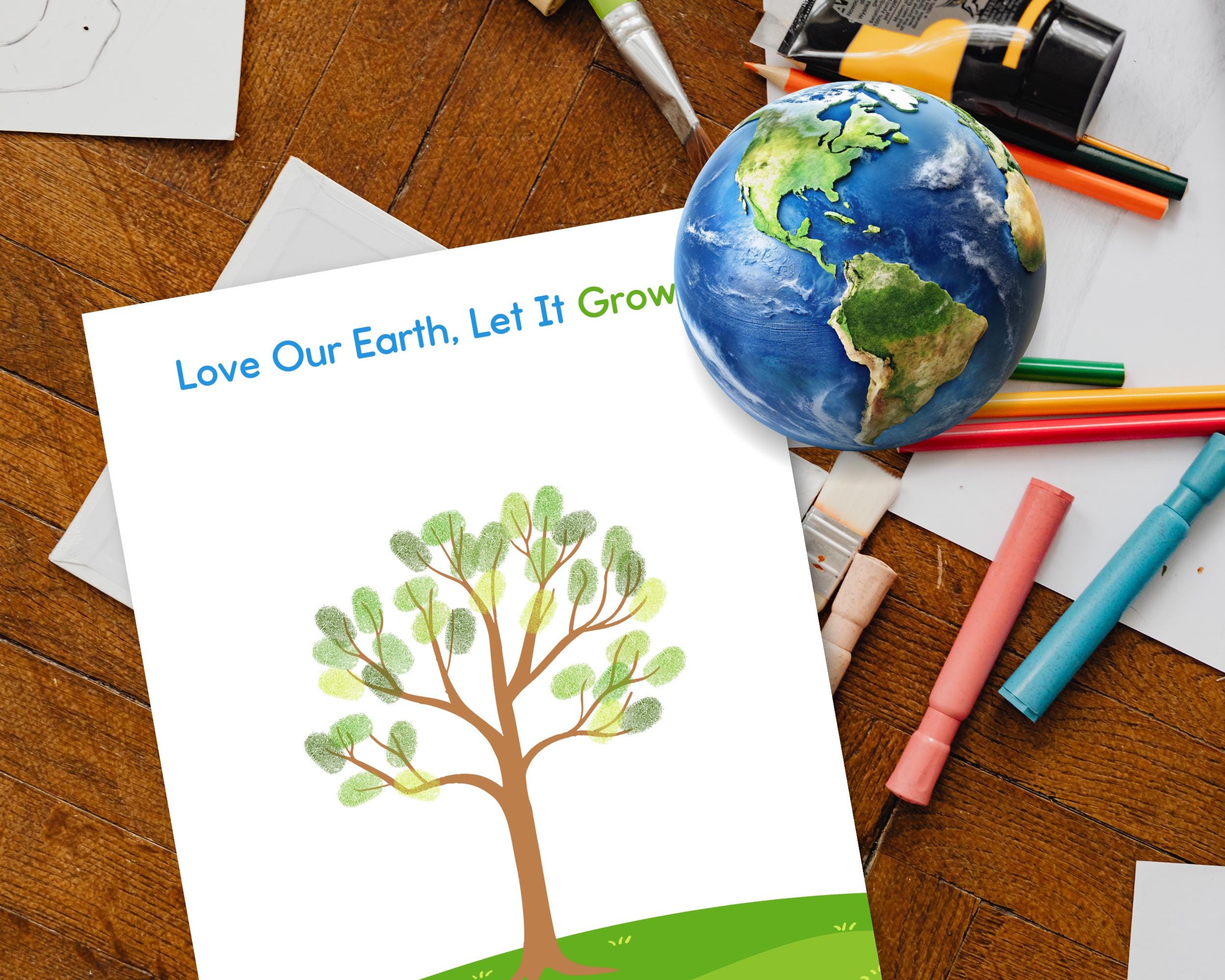 Earth Day Handprint Art Templates, Earth Day Handprint Craft, Printable ...