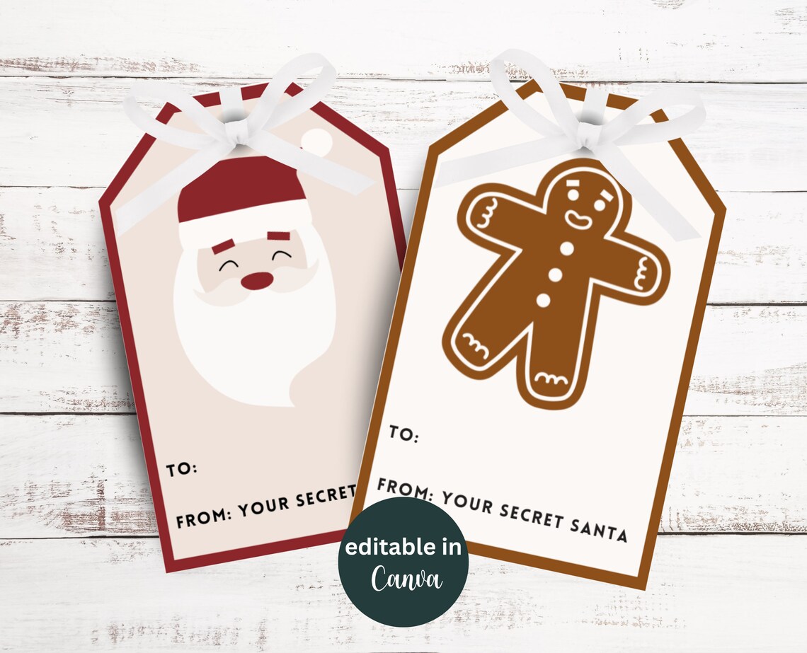 Editable Secret Santa Gift Tag, to From Gift Tags, Santa Gift Tags ...