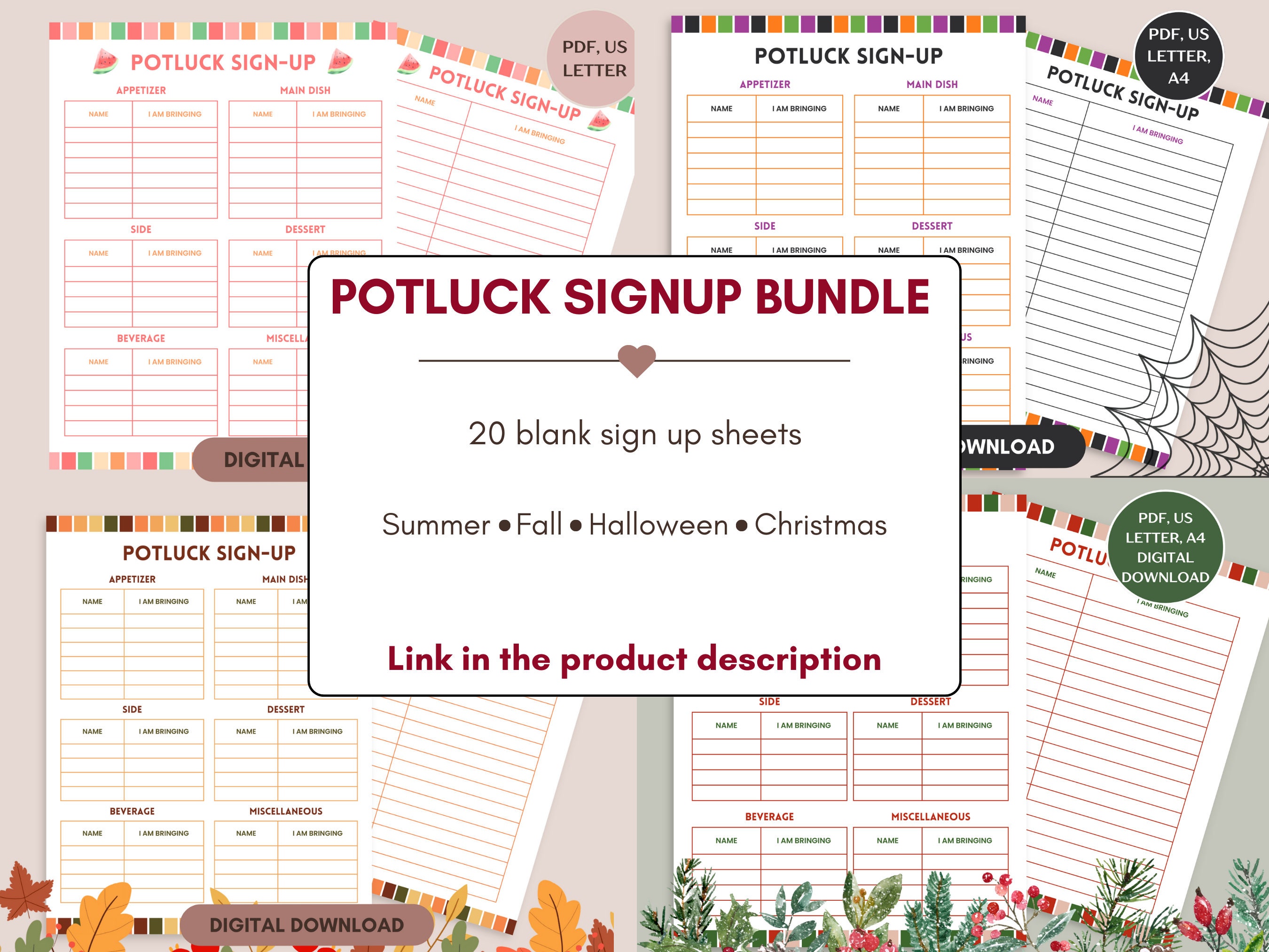 Potluck Sign up Sheet Office Potluck Party Printable Picnic - Etsy