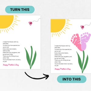 Mother's Day Footprint Art Template, Mother's Day Flower Footprint ...