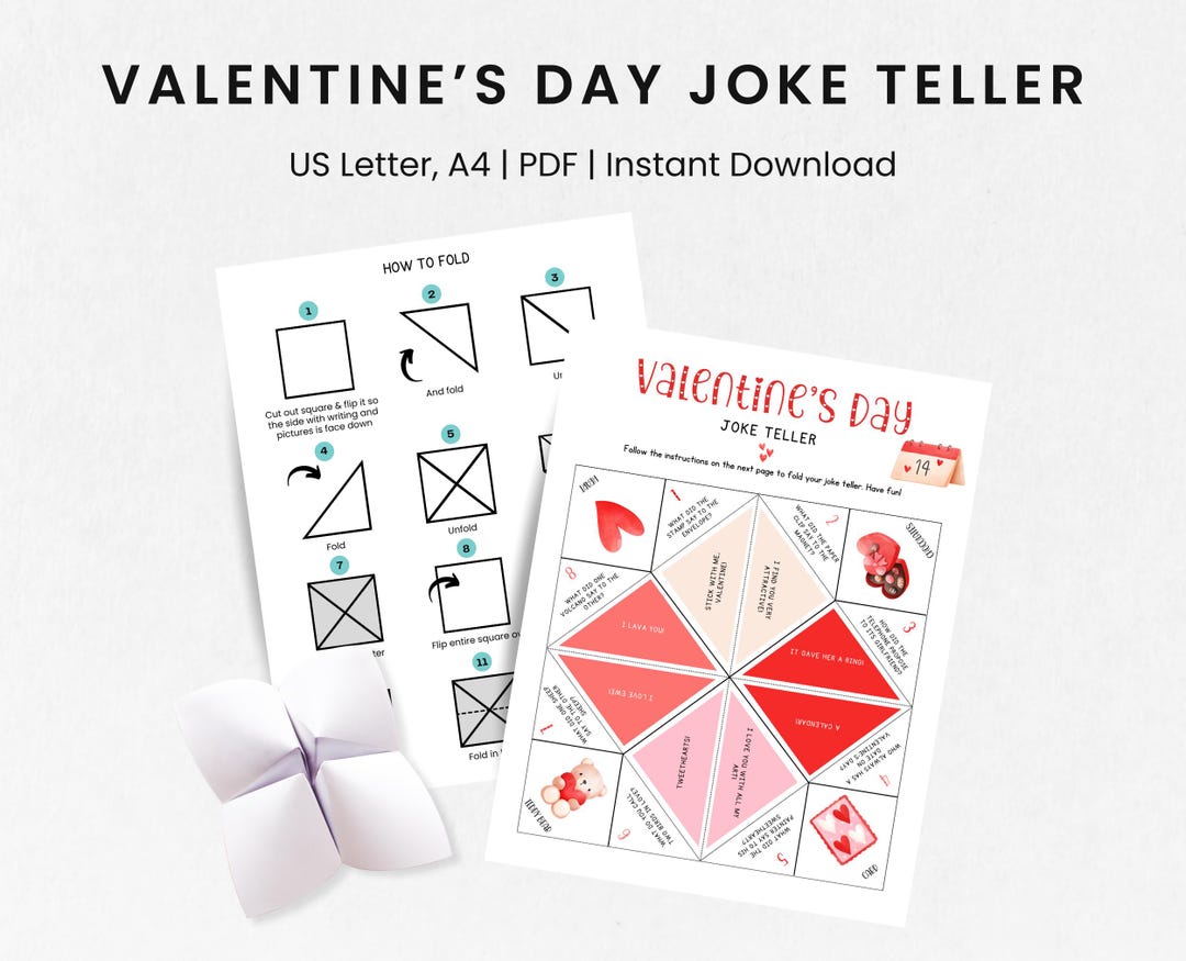 Valentine's Day Joke Teller, Printable Valentine's Day Cootie Catcher ...