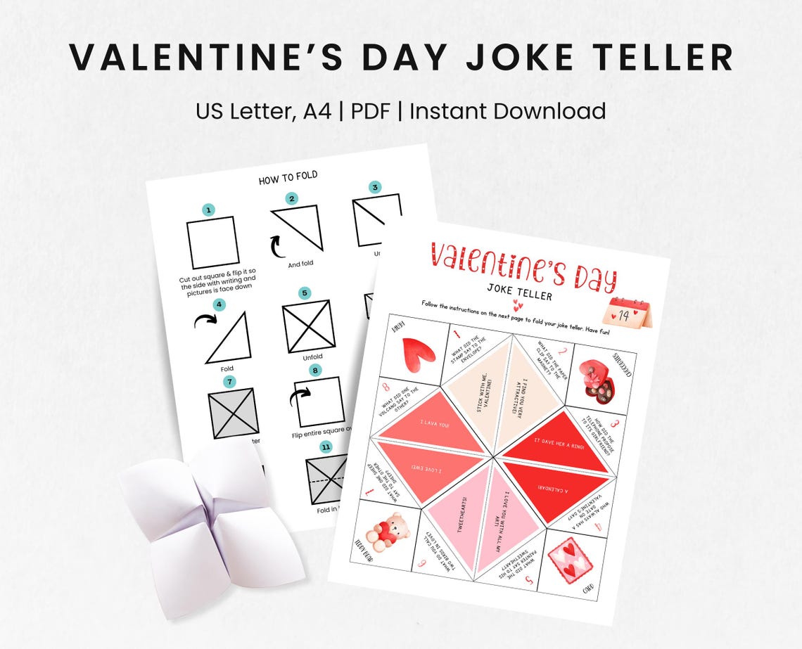 Valentine's Day Joke Teller, Printable Valentine's Day Cootie Catcher ...