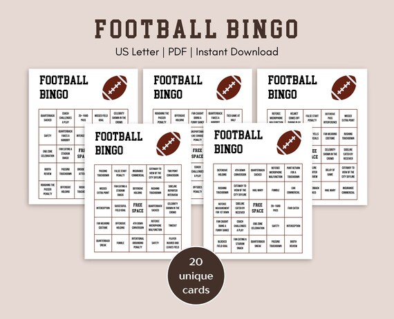 Football Bingo, Printable Sports Bingo Cards, Football Party🐞 Descubra ...