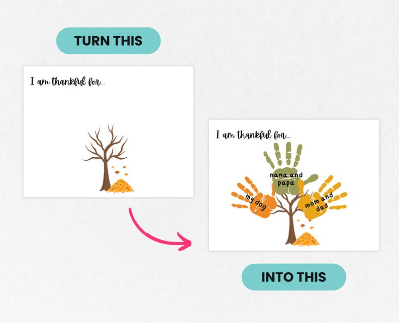 Fall Tree Handprint Art Template, Fall Handprint Craft, I Am Thankful ...