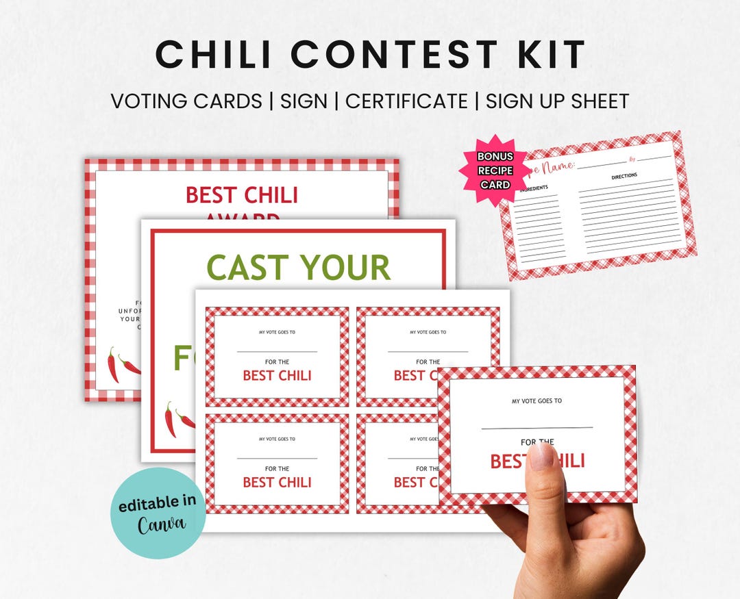 Editable Chili Cook off Templates, Best Chili Vote Cards, Chili Contest ...