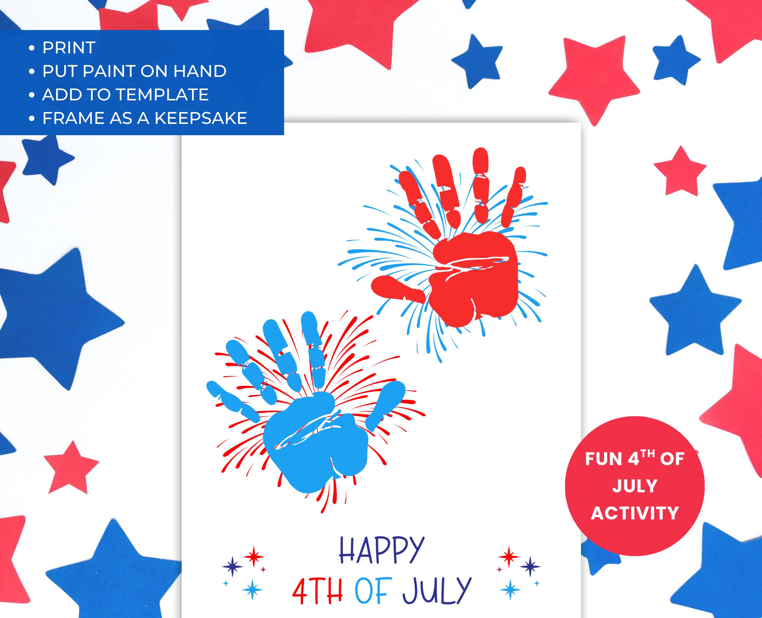 4th of July Firework Handprint Craft Template, 4th of July Handprint ...