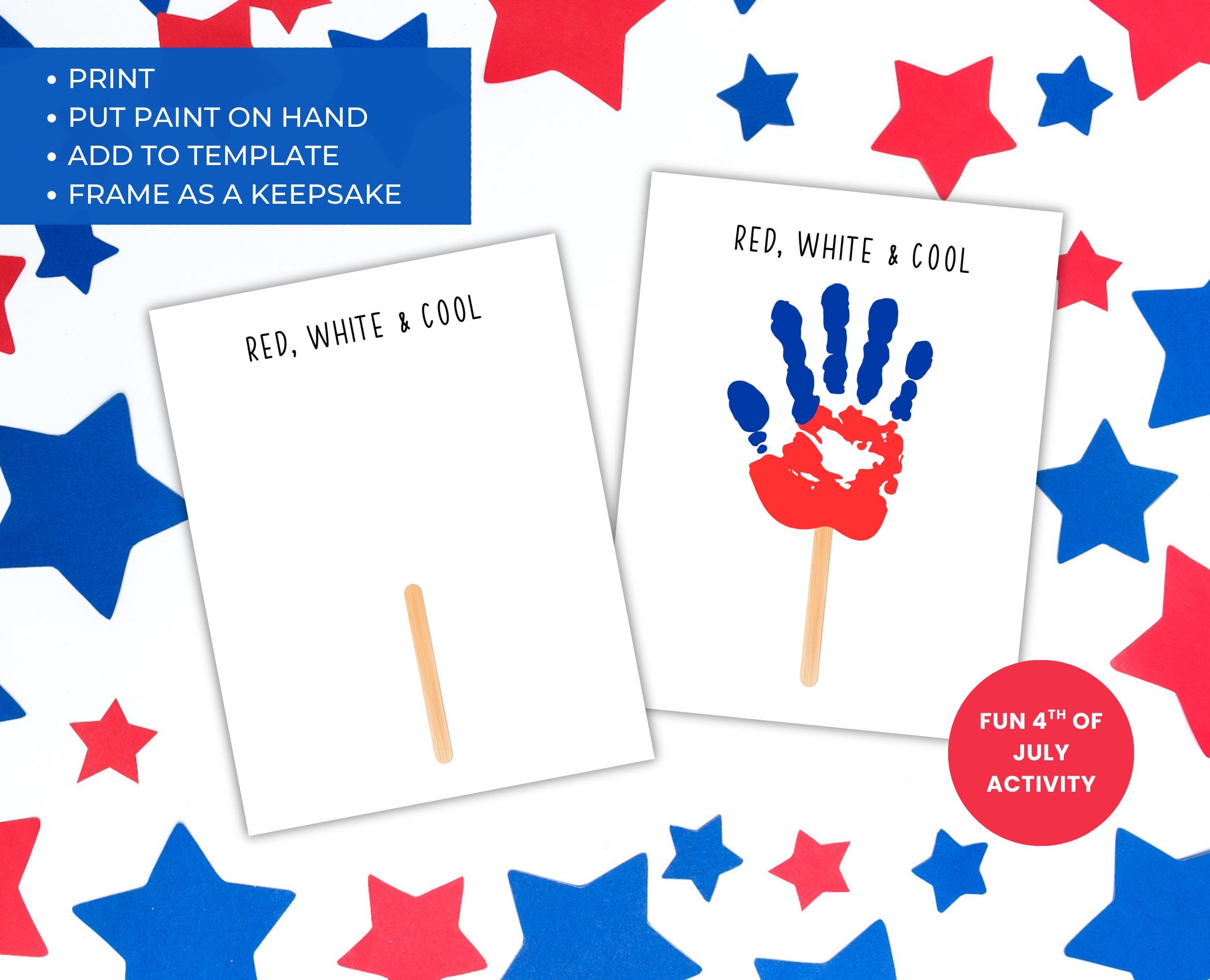 4th of July Handprint Craft Templates, 4th of July Footprint Art ...