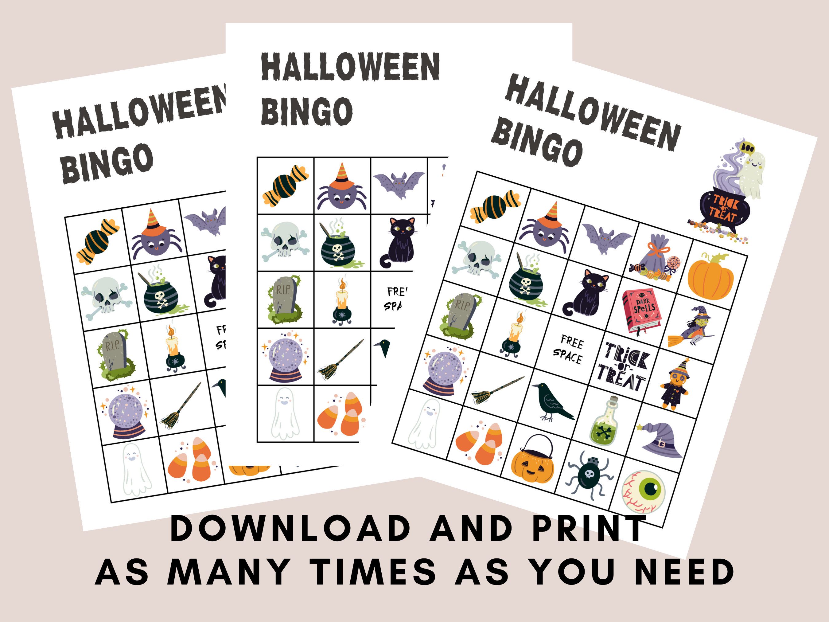 Halloween Bingo Printable Bingo Cards Halloween Party Game - Etsy