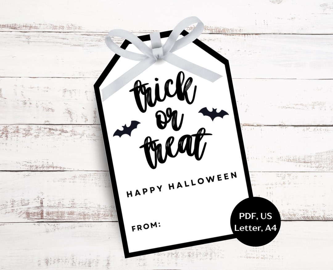 Halloween Treat Tags Printable, Happy Halloween Gift Tag, Halloween ...