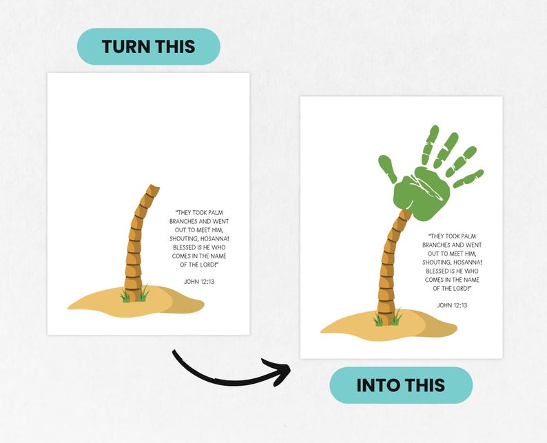 Palm Sunday Handprint Art Template, Palm Sunday Handprint Craft ...