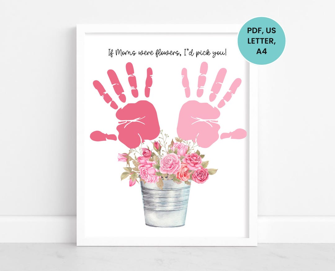 Flower Handprint Craft Template, Mom Handprint Art, Mothers Day Flower ...