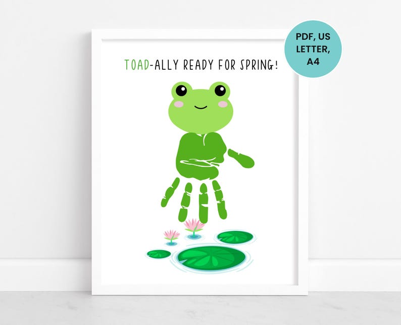 Frog Handprint Art Template, Spring Handprint Craft, Spring Handprint ...