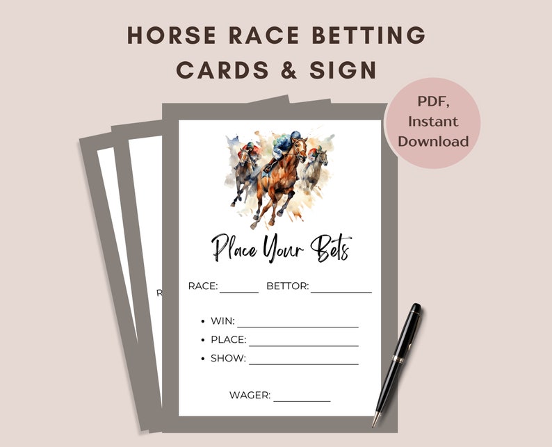 Horse Race Betting Cards, Printable Derby Game, Horse Race Game, Bet ...