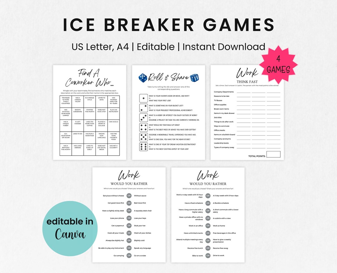 Editable Icebreaker Game Bundle, Team Building Games, Group Activities ...