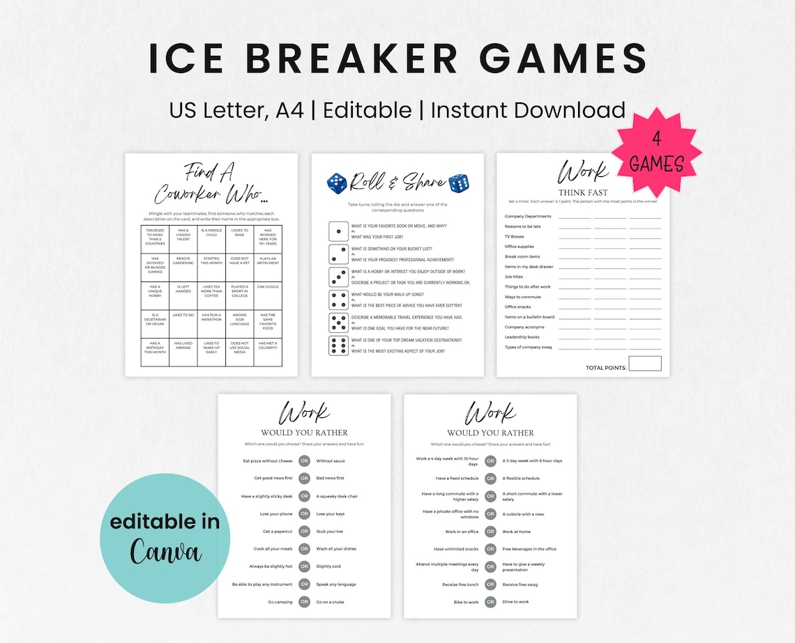Editable Icebreaker Game Bundle, Team Building Games, Group Activities ...