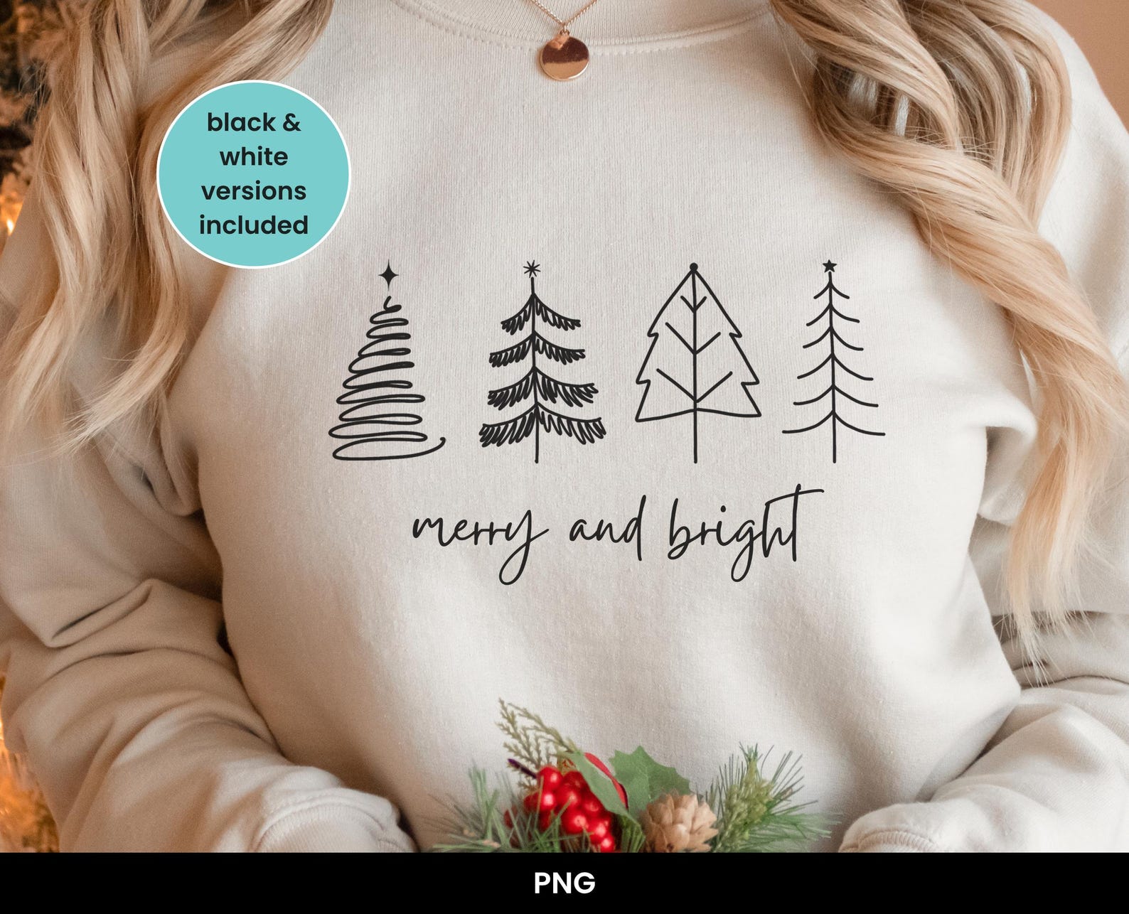 Merry and Bright PNG, Merry and Bright Tree PNG, Christmas Tree Png ...