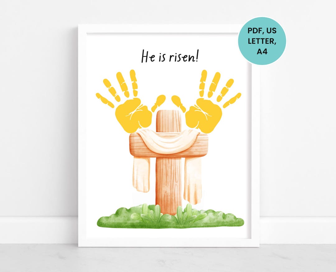 He is Risen Handprint Art Template, Easter Handprint Craft, Printable ...