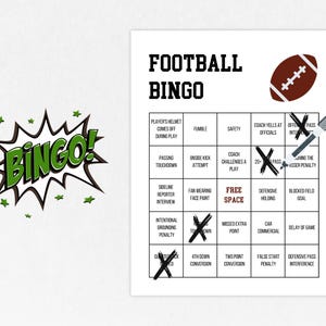 Football Bingo, Printable Sports Bingo Cards, Football Party Game ...
