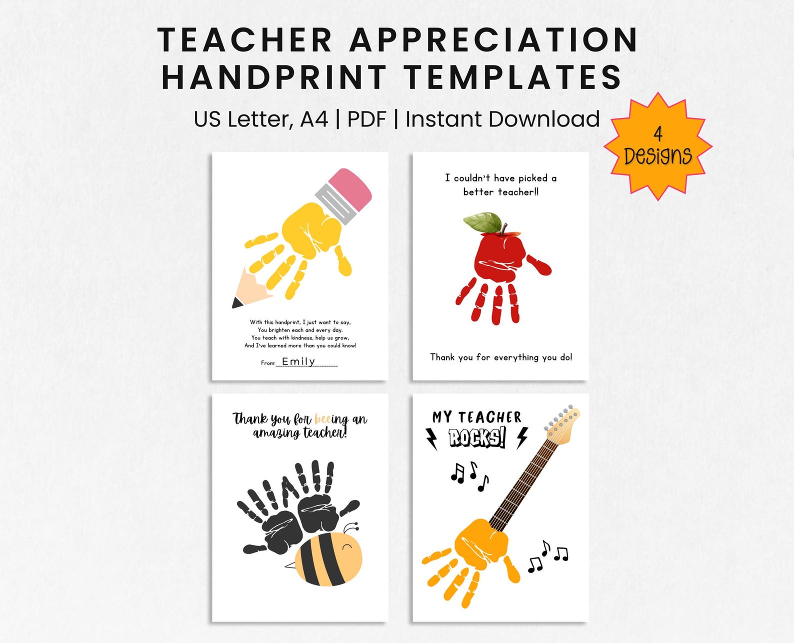Teacher Appreciation Handprint Art, Handprint Craft, Teacher Handprint ...