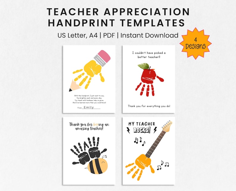 Teacher Appreciation Handprint Art, Handprint Craft, Teacher Handprint ...