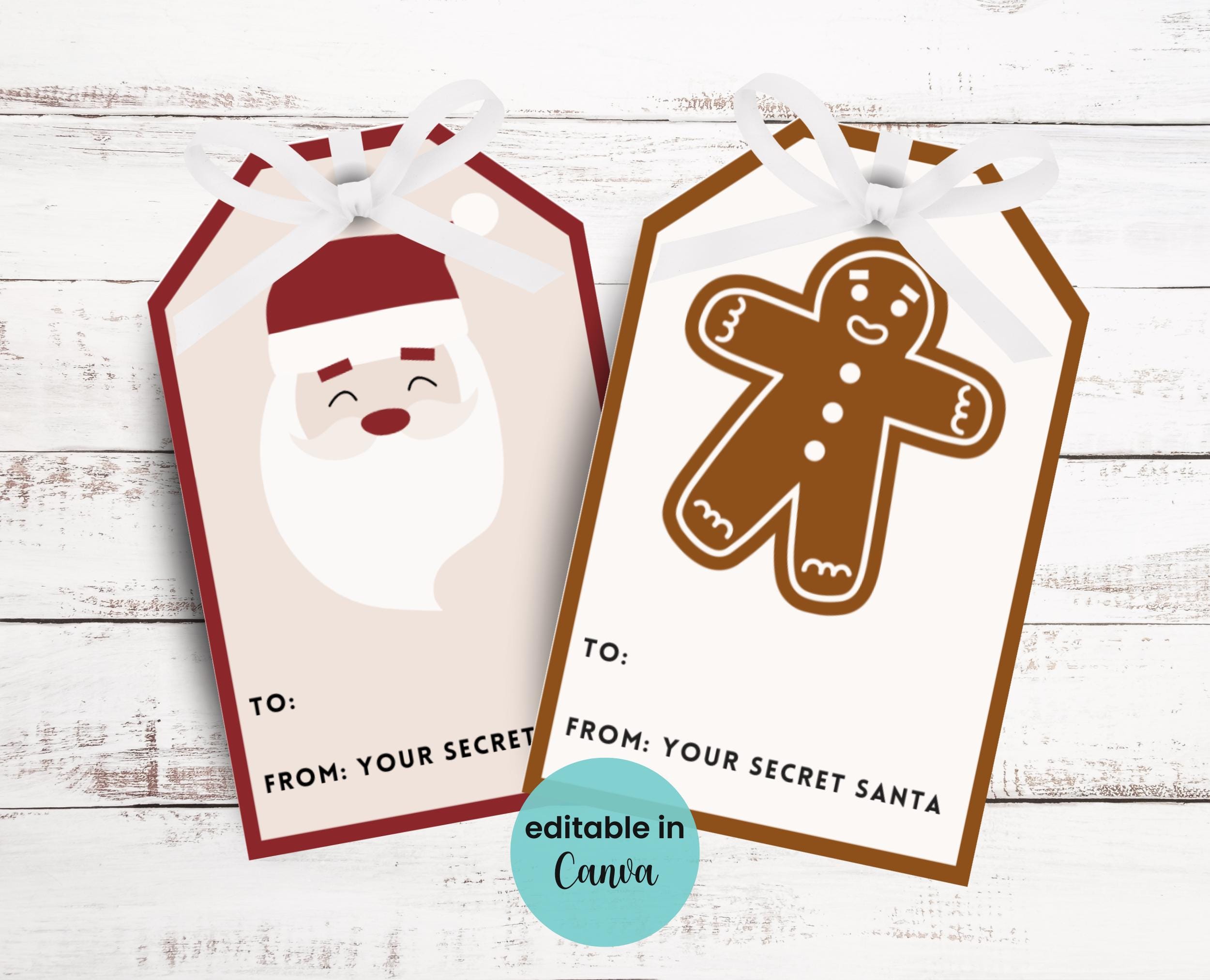 Editable Secret Santa Gift Tag, to From Gift Tags, Santa Gift Tags ...