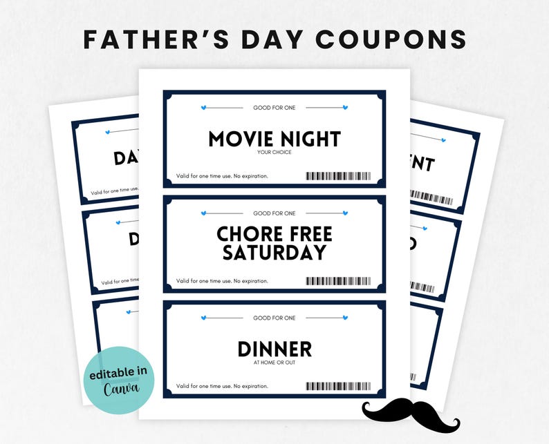 Editable Father's Day Coupons, Printable Dad Coupons, Birthday Coupons ...