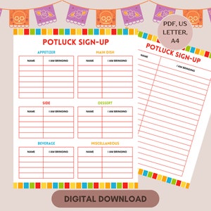 Fiesta Potluck Sign up Sheet, Office Potluck Party Printable, Taco ...