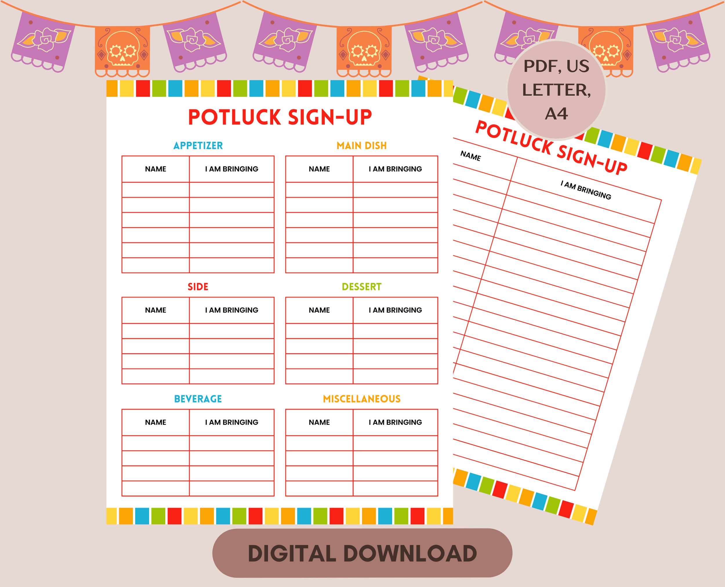 Fiesta Potluck Sign up Sheet, Office Potluck Party Printable, Taco ...
