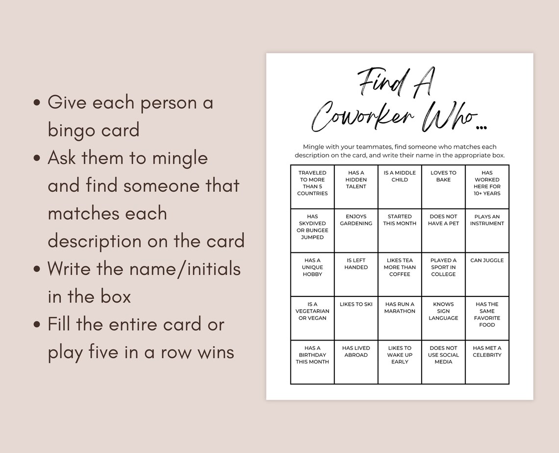 Coworker Bingo, Work Bingo, Office Bingo Printable, Bingo Game for ...