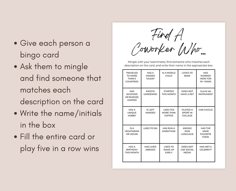 Coworker Bingo, Work Bingo, Office Bingo Printable, Bingo Game for ...