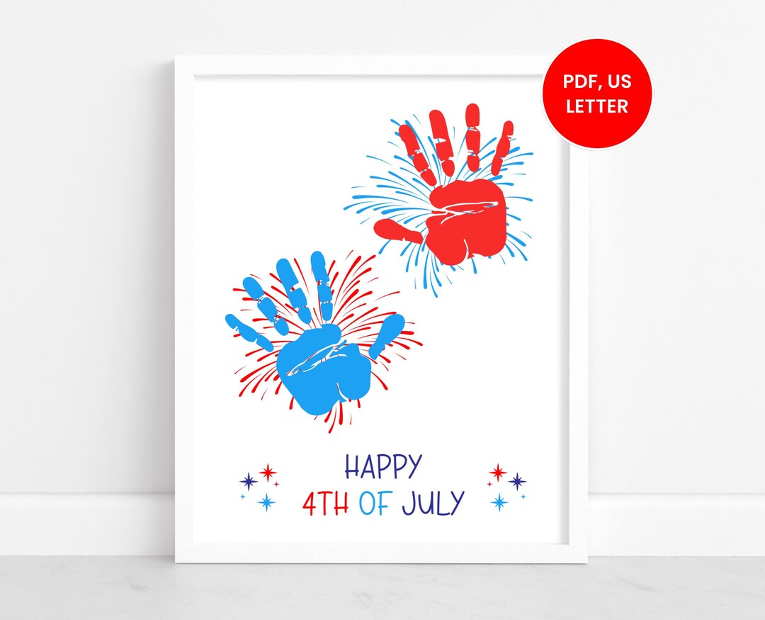 4th of July Firework Handprint Craft Template, 4th of July Handprint ...