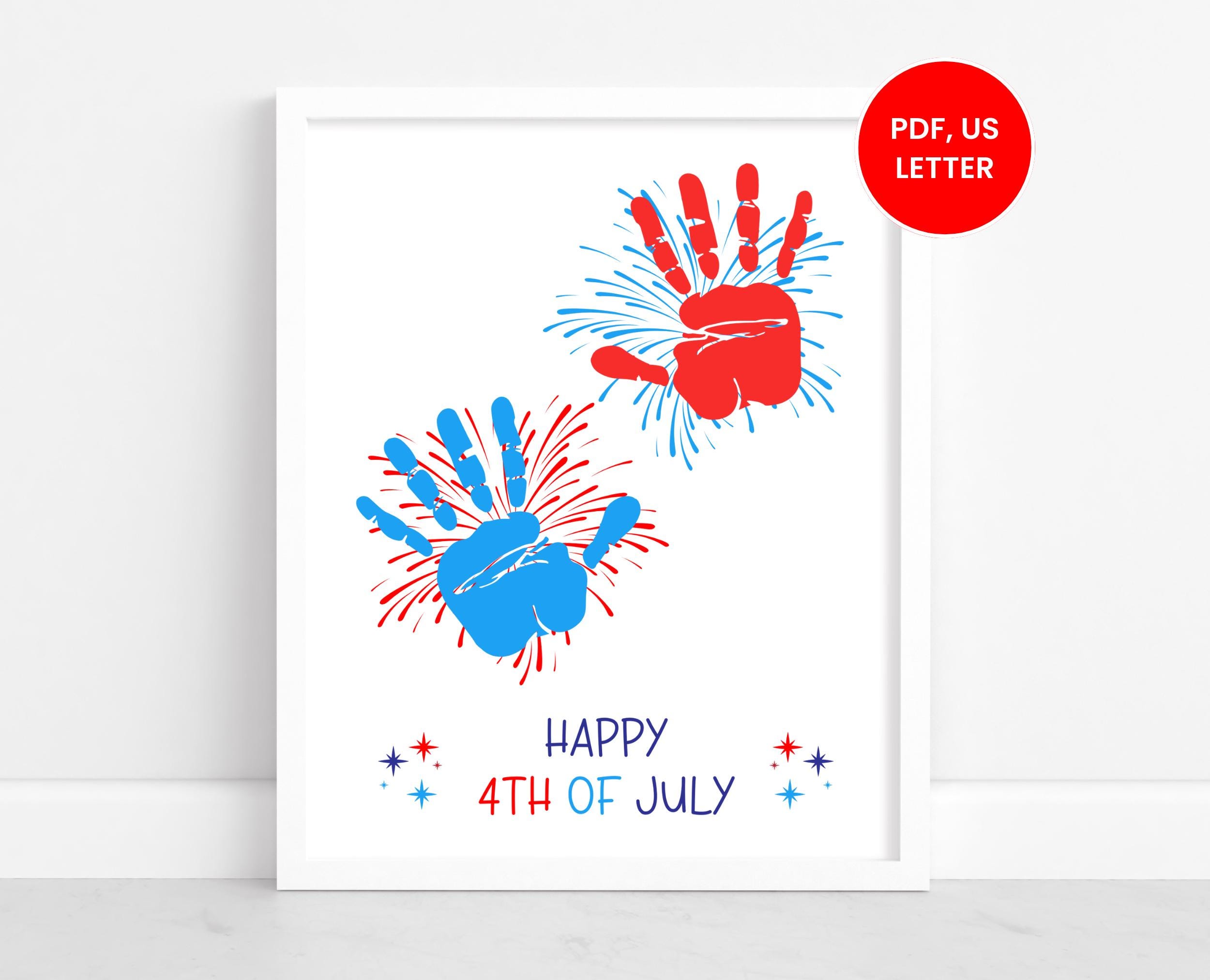 4th of July Firework Handprint Craft Template, 4th of July Handprint ...