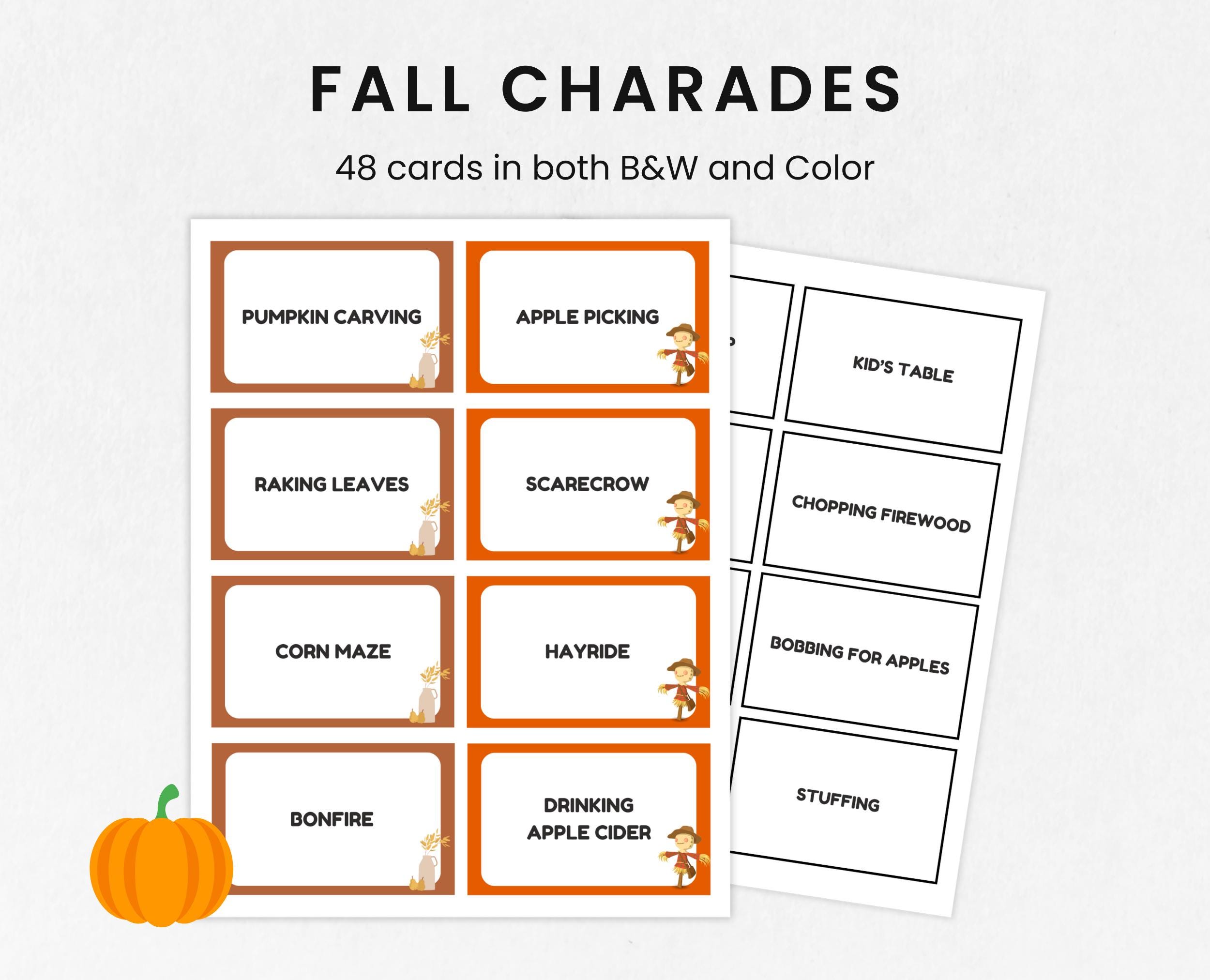 Thanksgiving Charades, Printable Thanksgiving Fun Party Activity ...