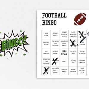Football Bingo Cards, Football Bingo Game, Printable Sports Bingo Cards ...