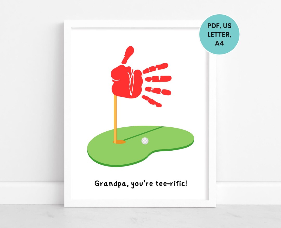 Golf Handprint Art Template for Grandpa, Grandparents Day Handprint ...