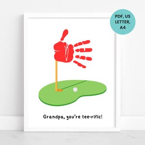 Golf Handprint Art Template for Grandpa, Grandparents Day Handprint ...