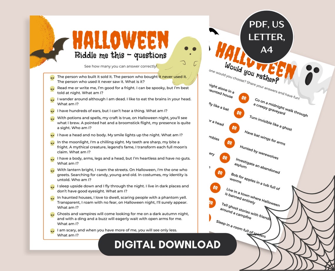 Halloween Activities Printable Bundle Halloween Riddle Me - Etsy