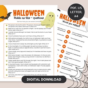 Halloween Activities Printable Bundle Halloween Riddle Me - Etsy