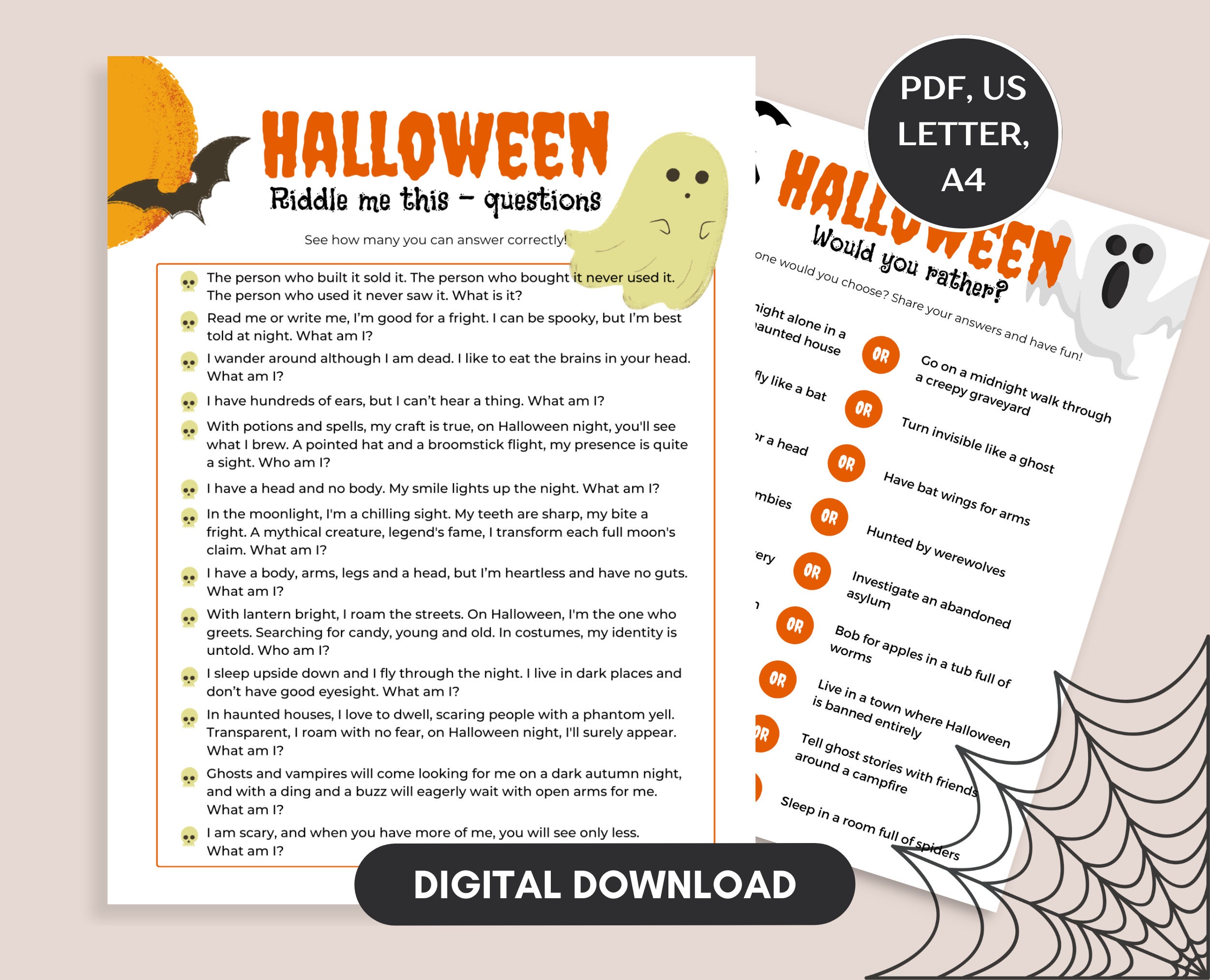 Halloween Activities Printable Bundle Halloween Riddle Me - Etsy