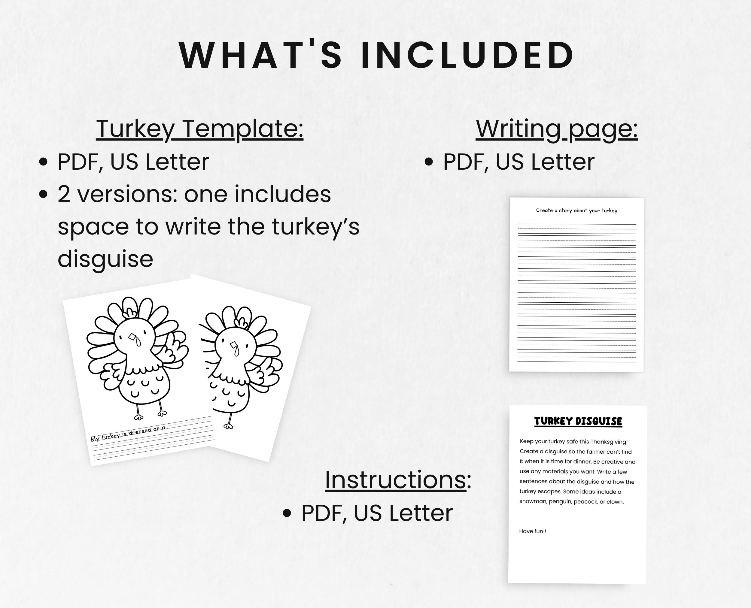 Disguise a Turkey Printable, Turkey in Disguise Project, Turkey ...