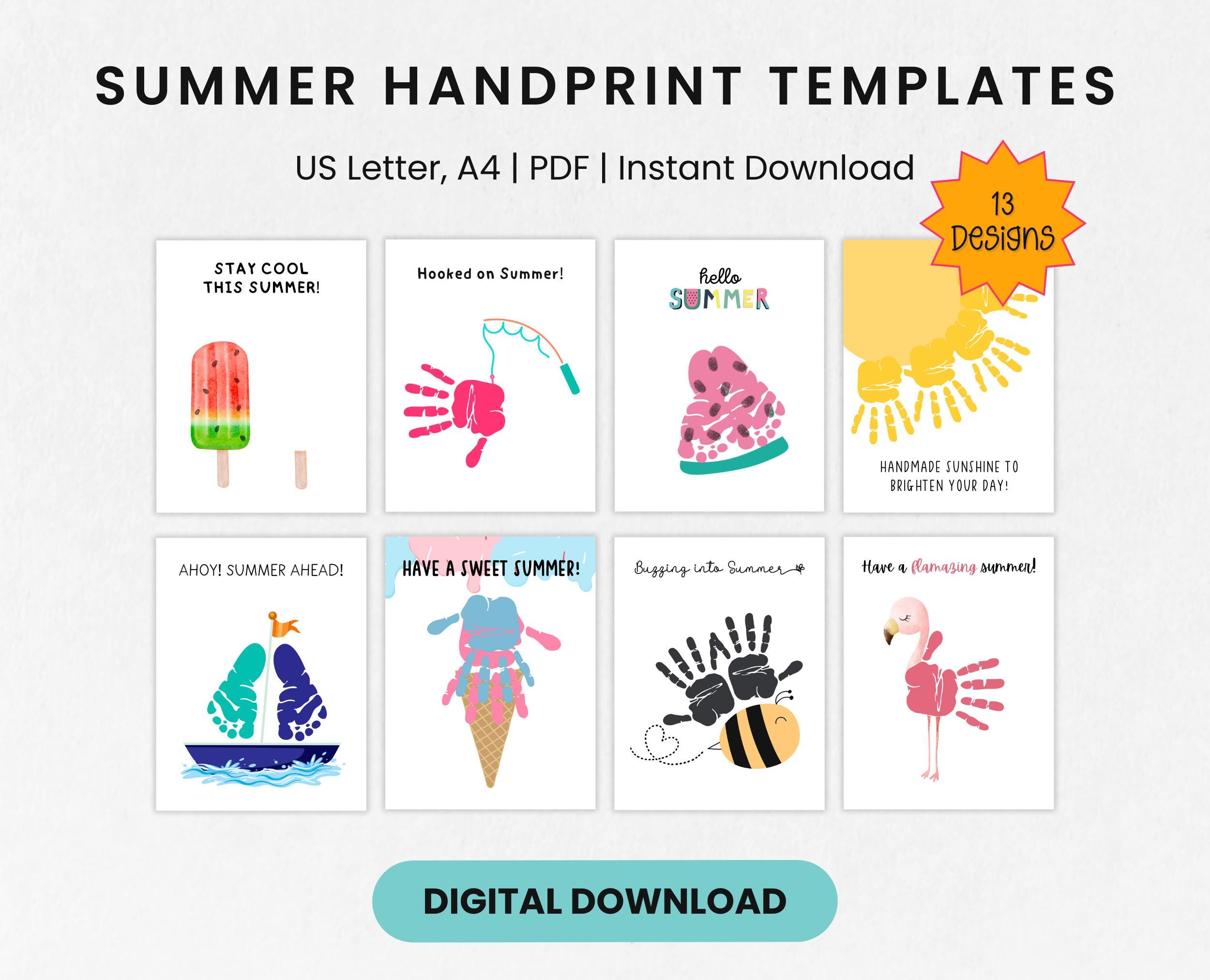 Summer Handprint Art Templates, Summer Handprint Crafts, Summer ...