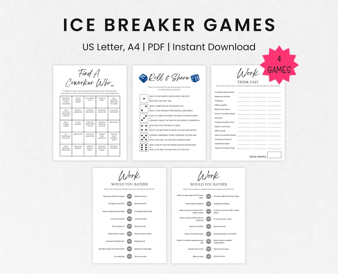 Icebreaker Game Bundle, Printable Team Building Games, Group Activities ...