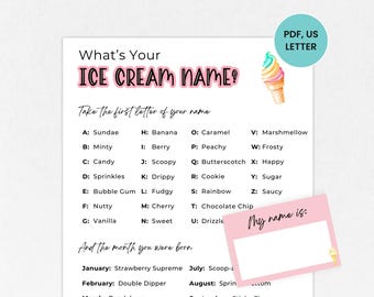 Ice Cream Name Game - Etsy